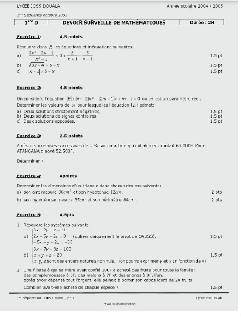 Epreuve de Maths | PDF