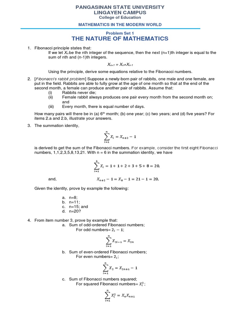 MMW, Problem Set 1 | Download Free PDF | Summation | Discrete Mathematics