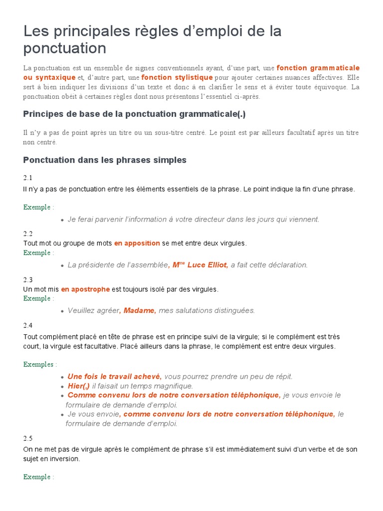 Les Principales Règles de La Ponctuation | PDF | Ponctuation | Phrase