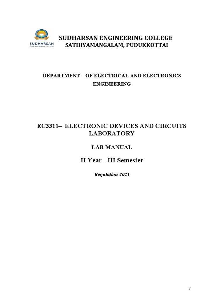 EC3311-Electronic Devices and Circuits Lab - Manual | PDF | Bipolar ...