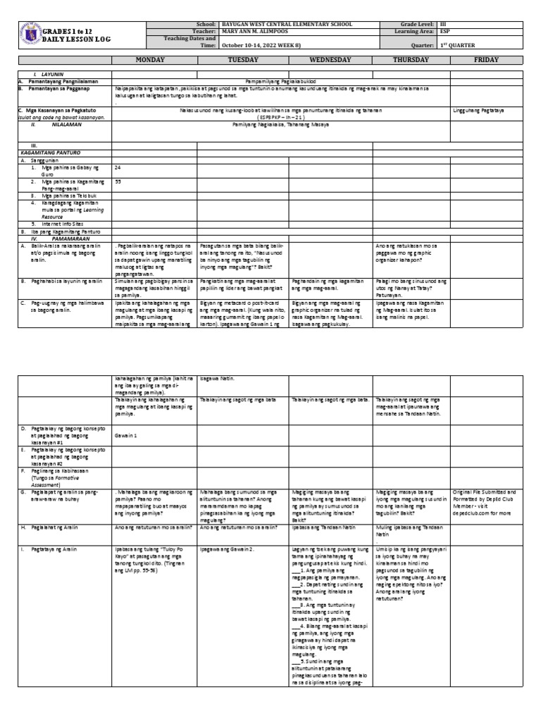 DLL Esp-3 Q1 W8 | PDF