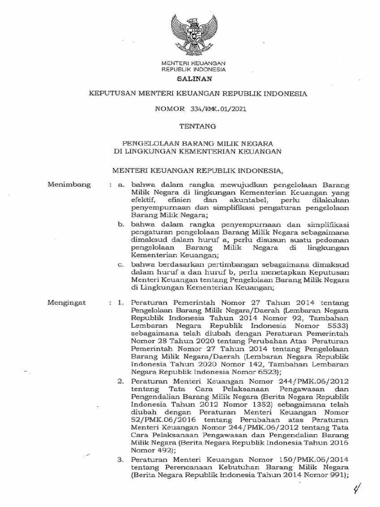 KMK 334 2021 Dan Lampiran I | PDF