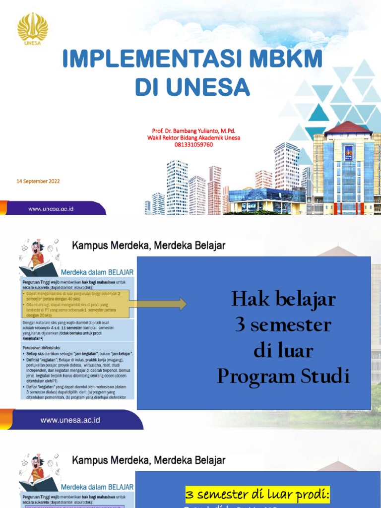 Implementasi MBKM Di Unesa - UNIV PAHLAWAN - 14 September 2022 | PDF