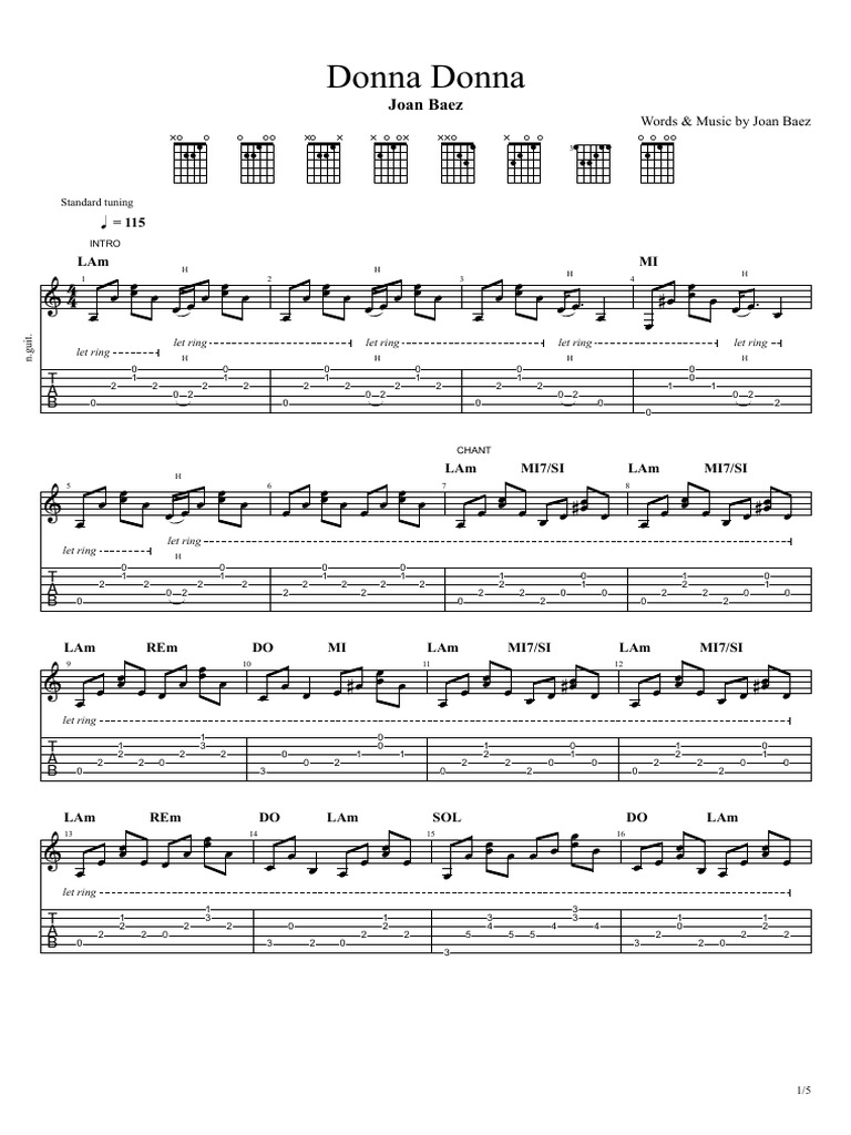 Donna Donna Chords by Joan Baez | PDF