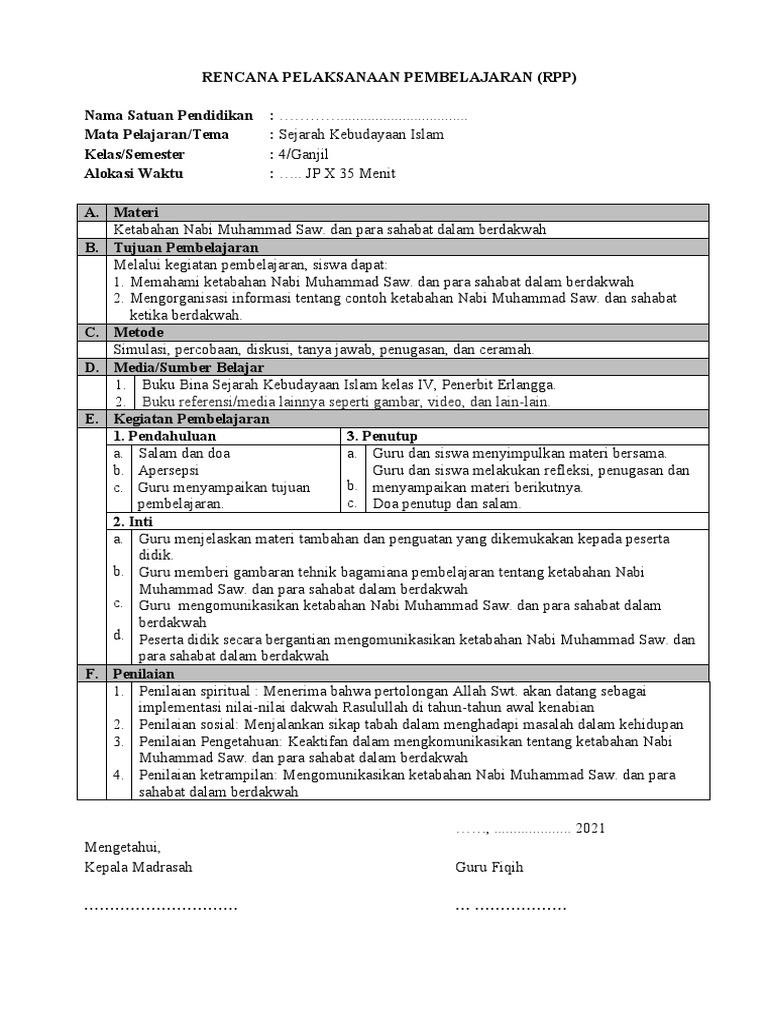 RPP SKI Kelas 4 | PDF