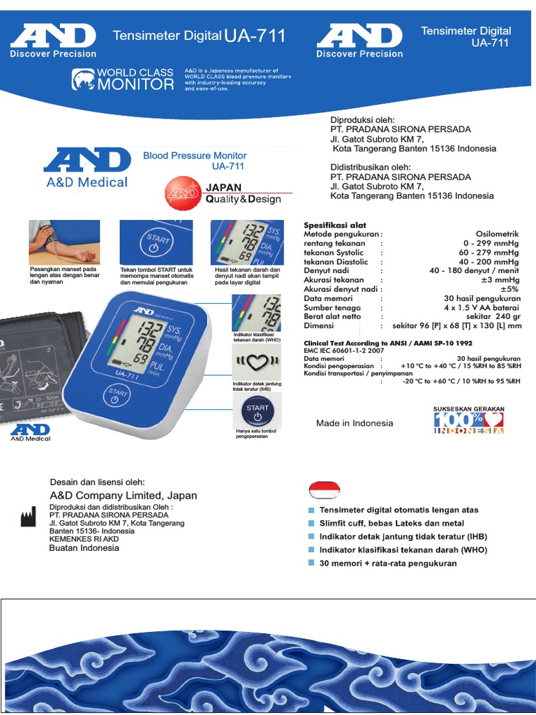 A&d Tensimeter Digital UA-711 | PDF