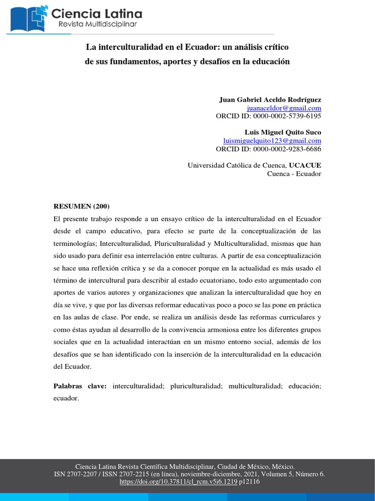 1219-Texto Del Artículo-4663-1-10-20211203 | PDF | Ecuador | Multiculturalismo