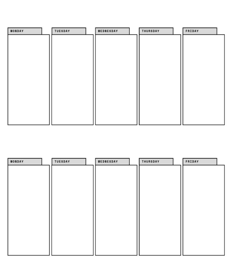 Black and White Printable Weekly Learning Schedule | PDF