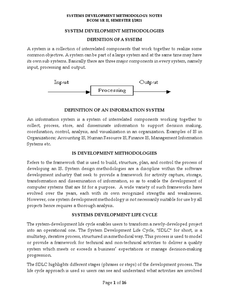 Systems Development Methodology Notes | PDF | Software Development ...