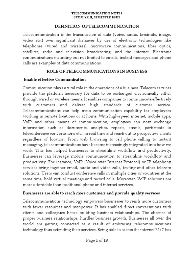 Telecommunication Notes | PDF | Internet Protocol Suite | Transmission ...