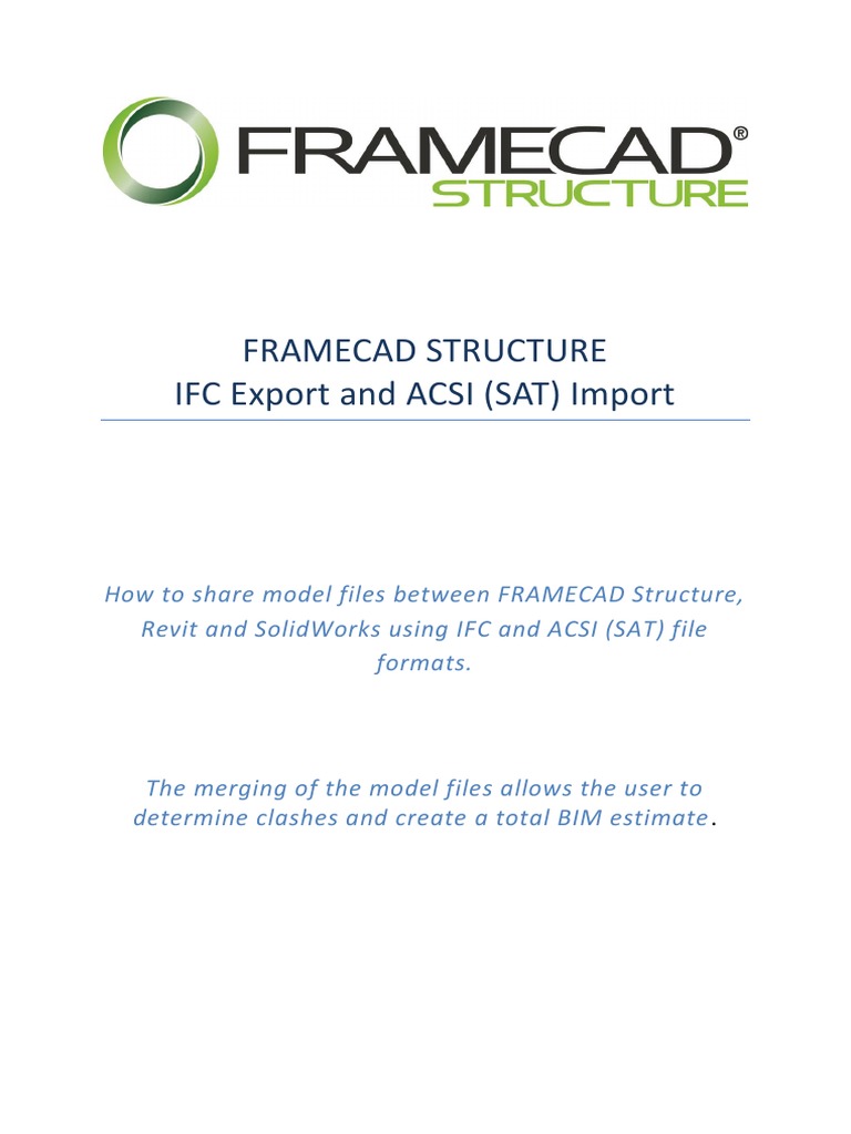 Framecad Structure Ifc and Acis Training Manual | PDF | Autodesk Revit ...