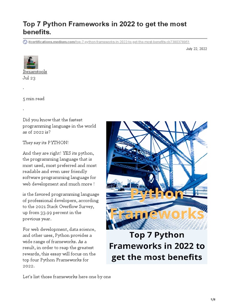 Top 7 Python Frameworks | PDF | Python (Programming Language) | World ...
