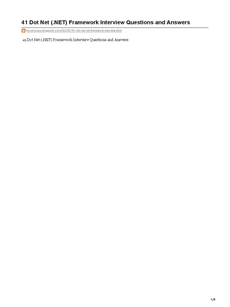 41 Dot Net NET Framework Interview Questions and Answers | PDF