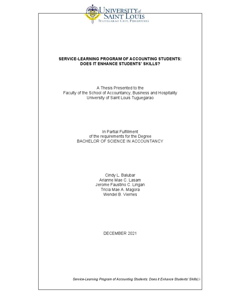 Final Service Learning Program Accounting Students | PDF | Service ...