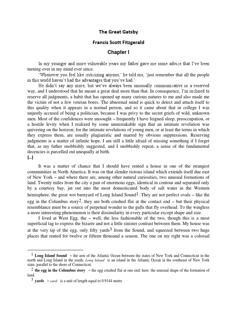 The Great Gatsby - Excerpts | PDF | The Great Gatsby