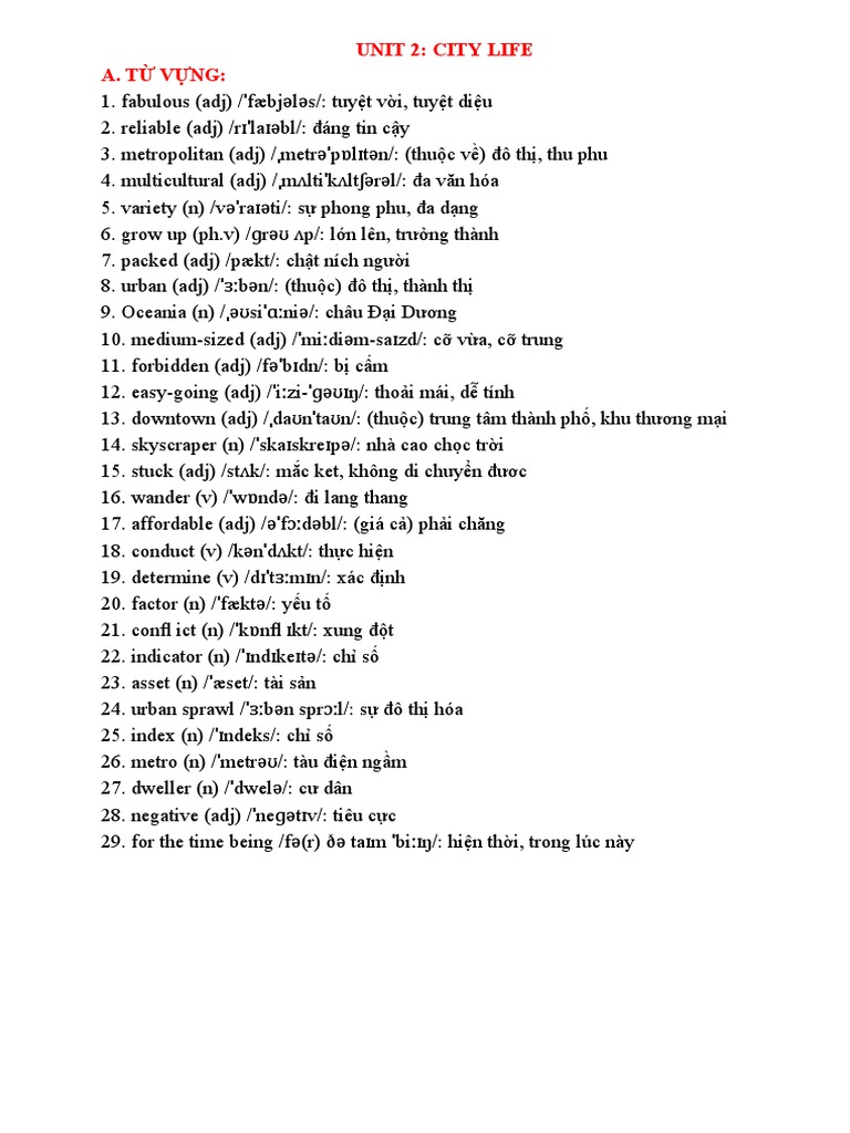 Bài tập Anh 9 theo unit E9 UNIT 2 | PDF