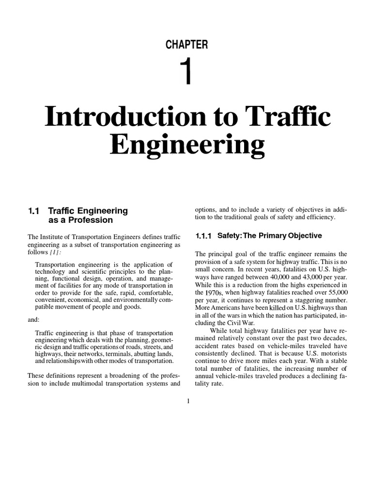 Introduction to the Profession of Traffic Engineering: Balancing Safety ...