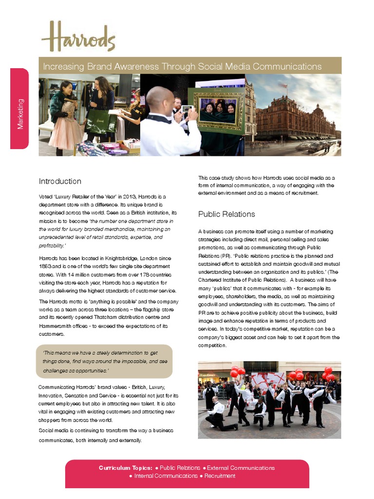Harrods' Social Media Marketing Strategy | PDF | Brand | Social Media