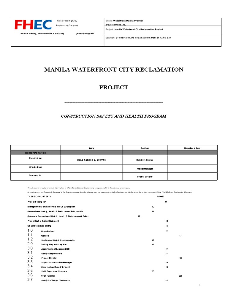 CHSP - Manila Waterfront City Reclamation Project | PDF | Personal ...