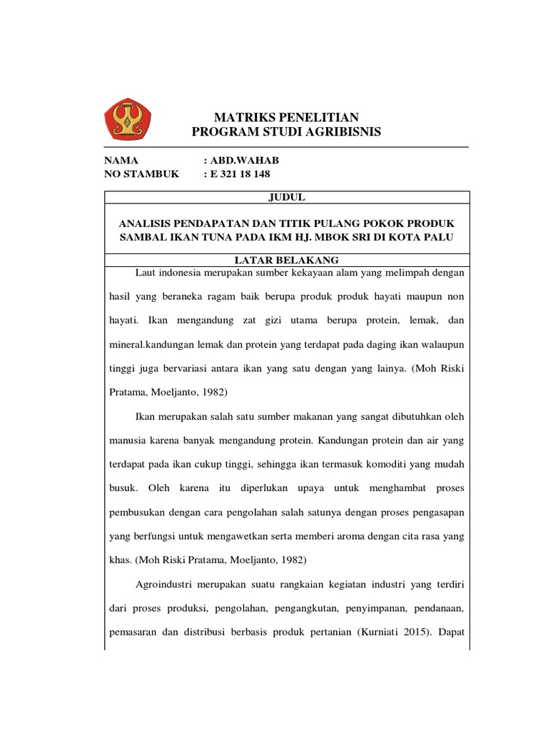 Matriks Wahab Fiks | PDF | Teknologi & Rekayasa