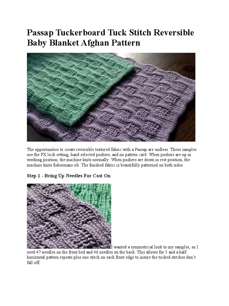Passap Tucker Board Tuck Stitch Reversible Baby Blanket Afghan Pattern ...