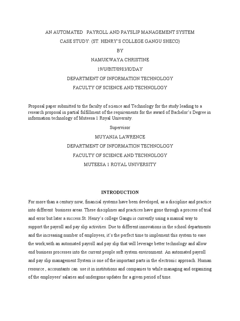 Automated Payroll System for St. Henry’s College | PDF | Payroll ...
