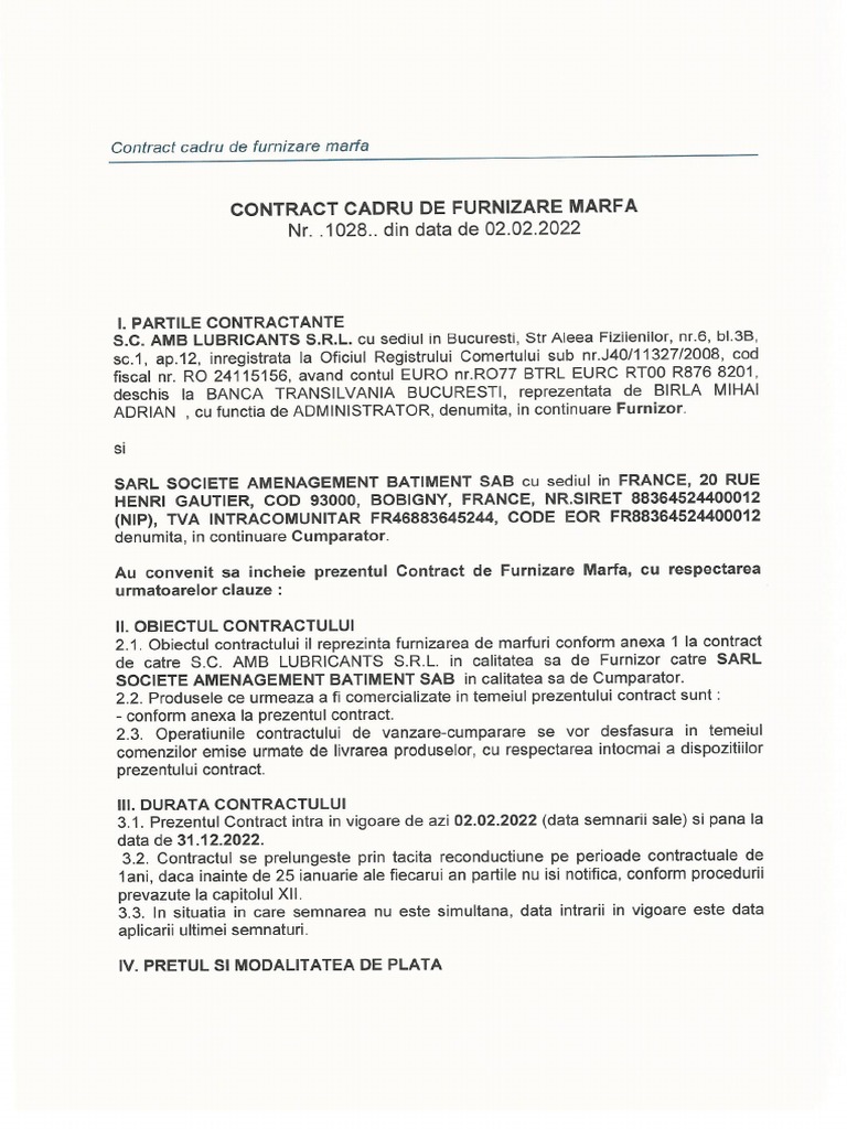 Contract Cadru | PDF