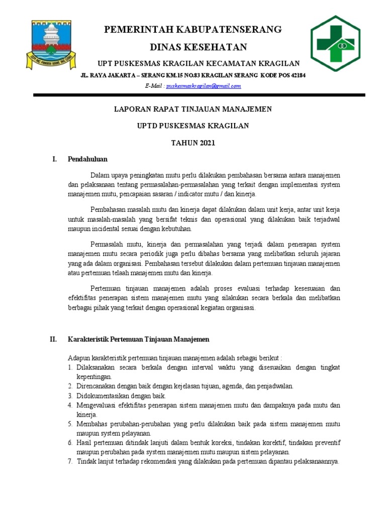 Laporan Rapat Tinjauan Manajemen | PDF