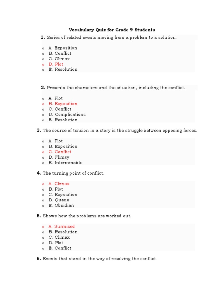 Grade 9 Vocabulary Challenge | PDF
