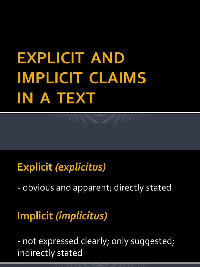 Explicit and Implicit Claims | PDF | Evidence | Information