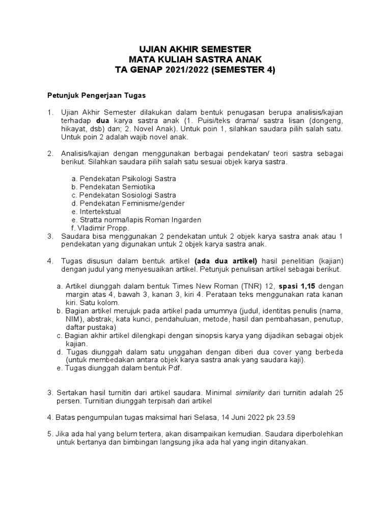 Uas Sastra Anak | PDF