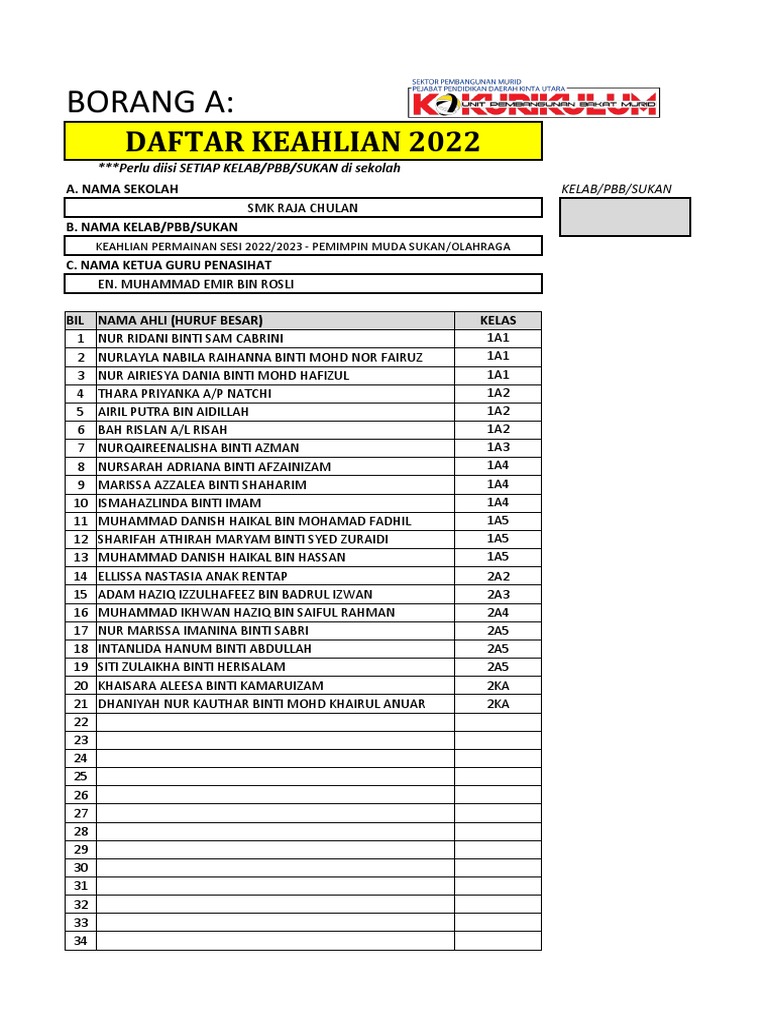 Borang ABC Olahraga - 024057 | PDF