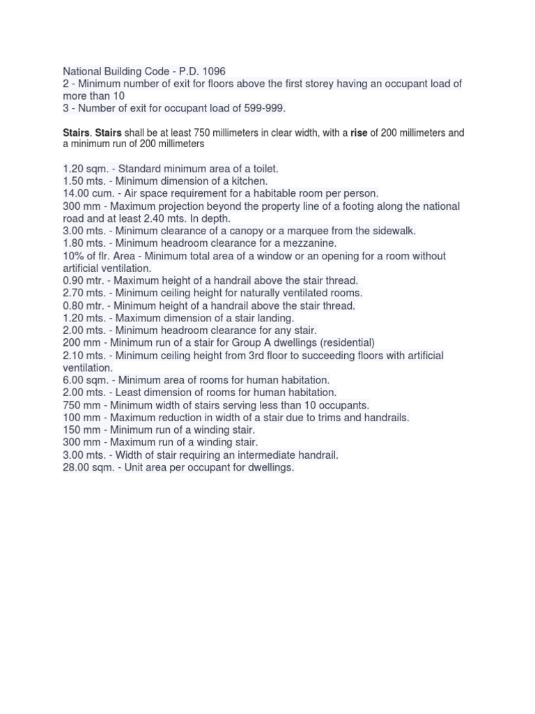 National Building Code PD 1096 Summary | PDF National Building Code PD 1096 Summary | PDF