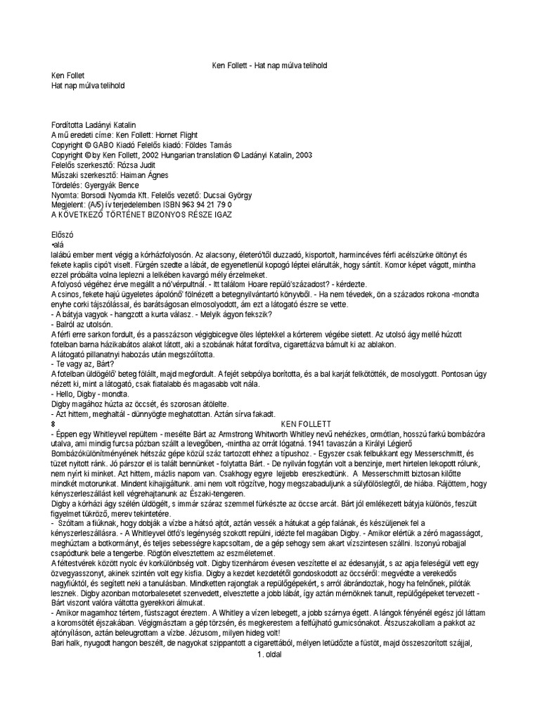 Adoc - Pub Ken Follett Hat Nap Mulva Telihold | PDF