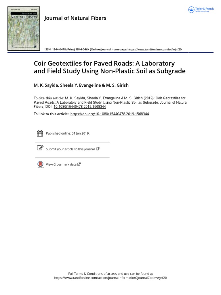 Coir Geotextiles For Paved Roads: A Laboratory and Field Study Using ...