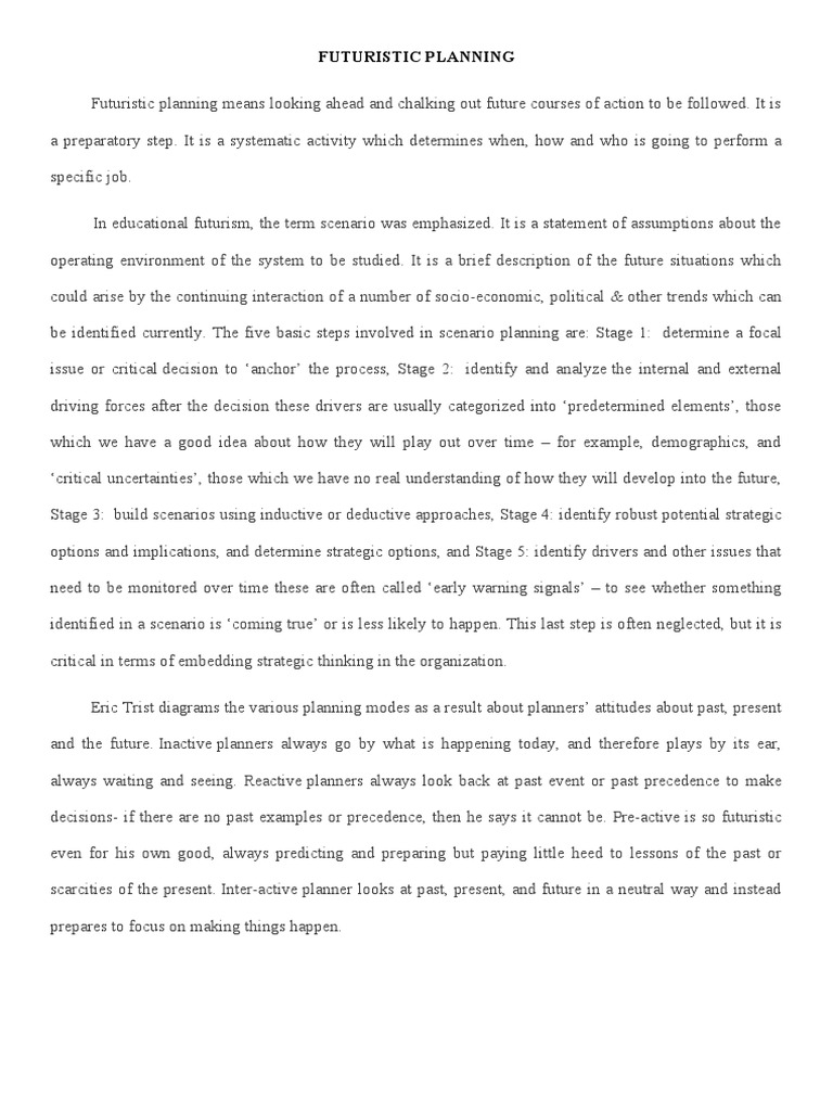 Reflection - Chapter 3-Futuristic Planning | PDF | Self-Improvement ...