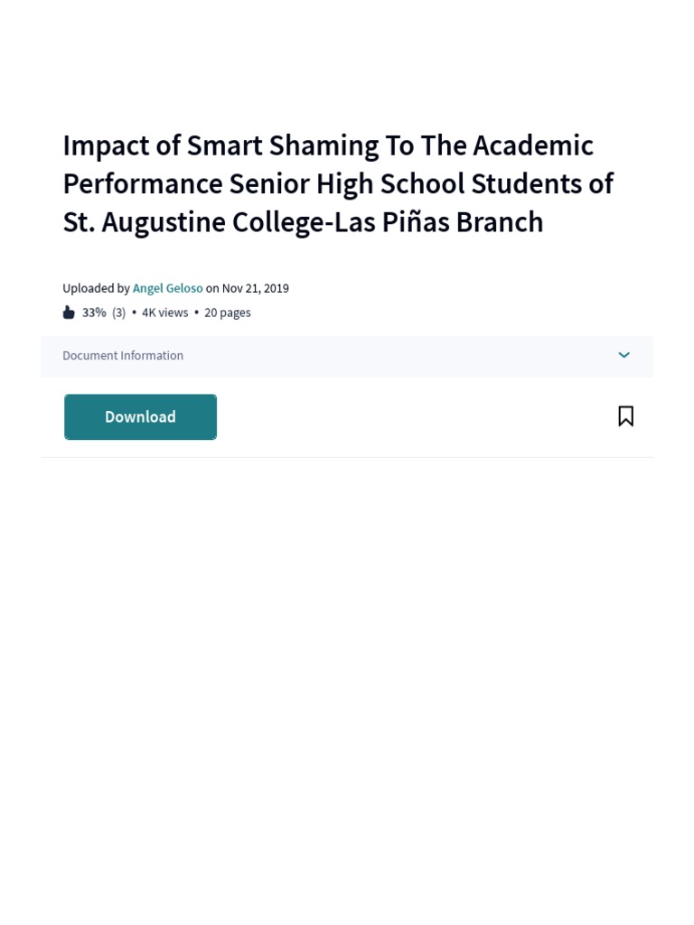 Impact of Smart Shaming To The Academic Performance Senior High School ...