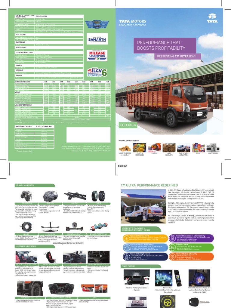 TATA T.11 ULTRA DAY Overview - Specs, Features & Images | PDF | Truck ...