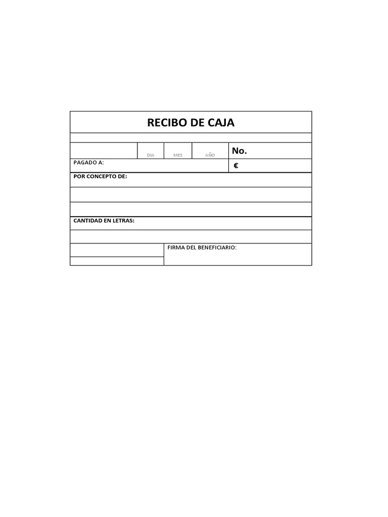 Modelo de Recibo de Caja Editable | PDF