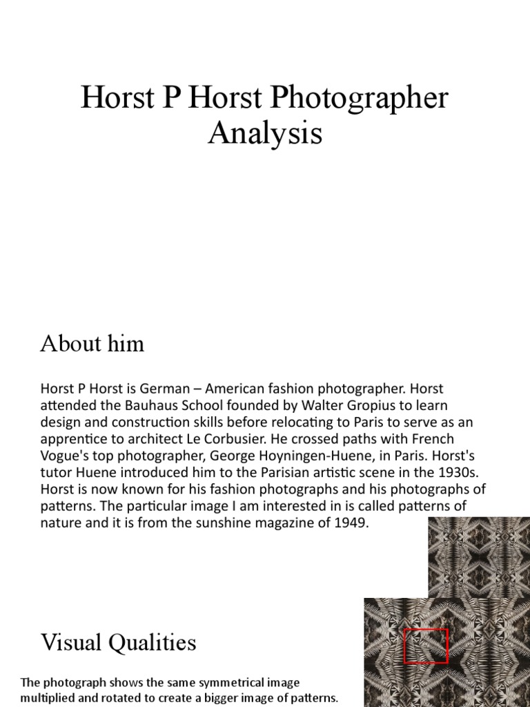 Horst P Horst Photographer Analysis | PDF
