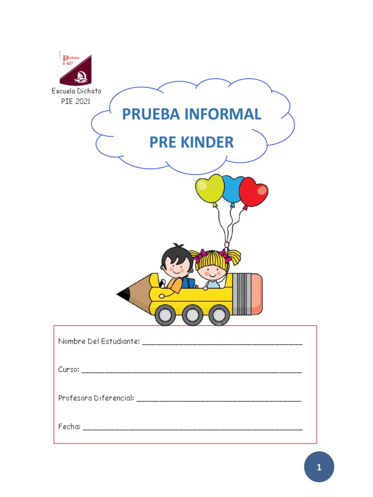 Prueba Informal Pre Kinder Escuela Dichato | PDF