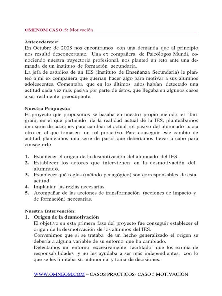 Caso 5 | PDF | Maestros | Motivación