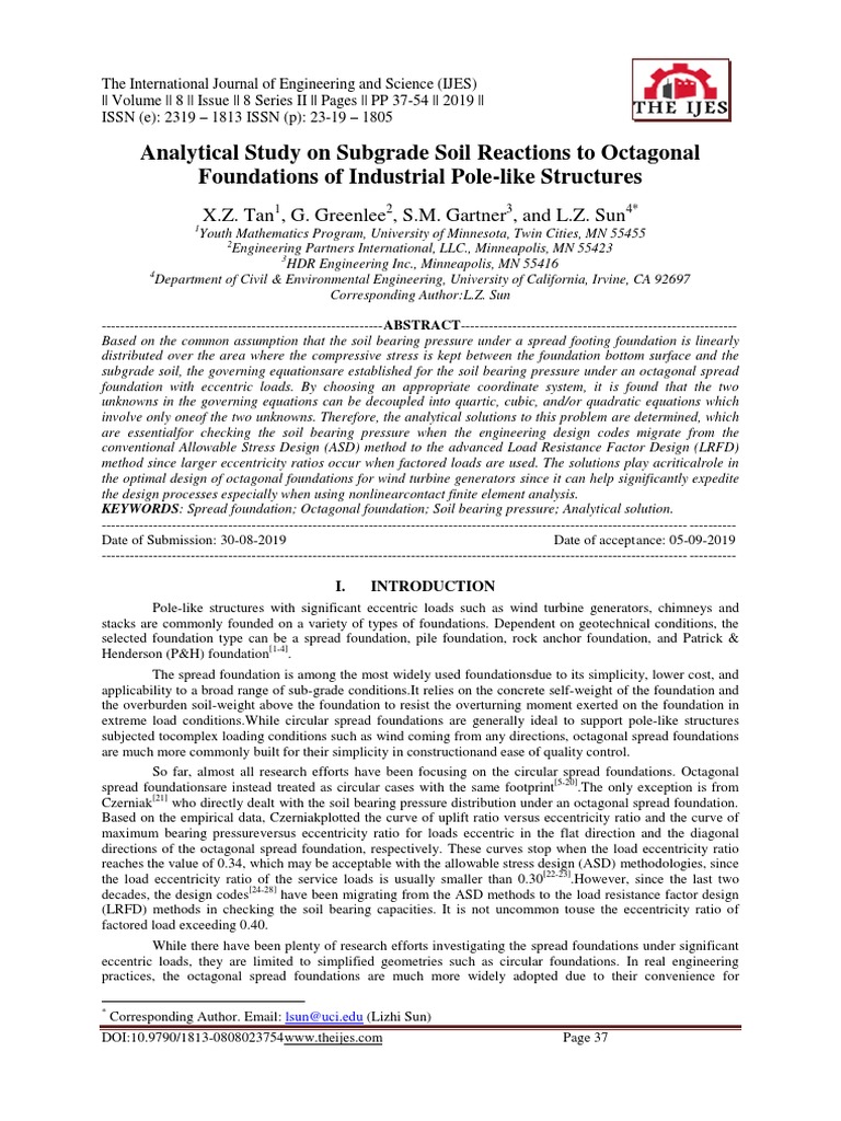 Analytical Study On Subgrade Soil Reactions To Octagonal Foundations of ...