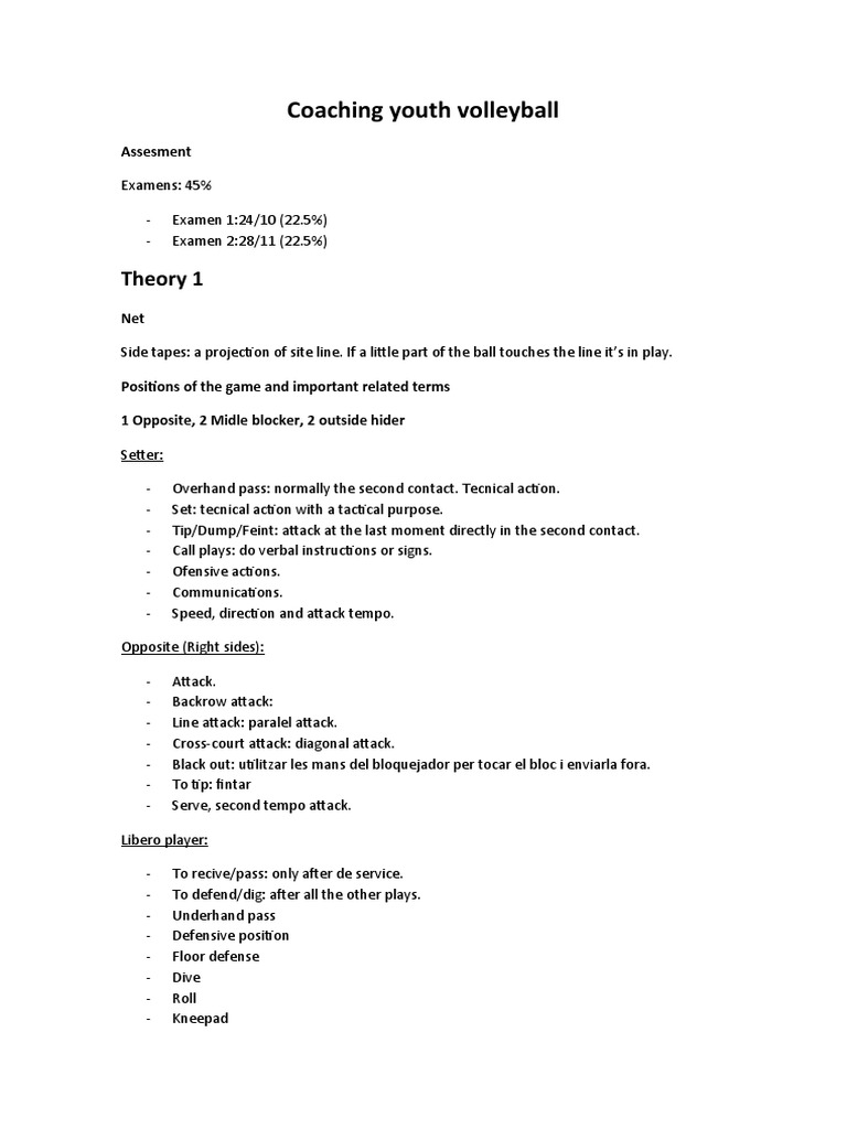 Youth Volleyball Coaching Guide | PDF | Volleyball | Team Sports