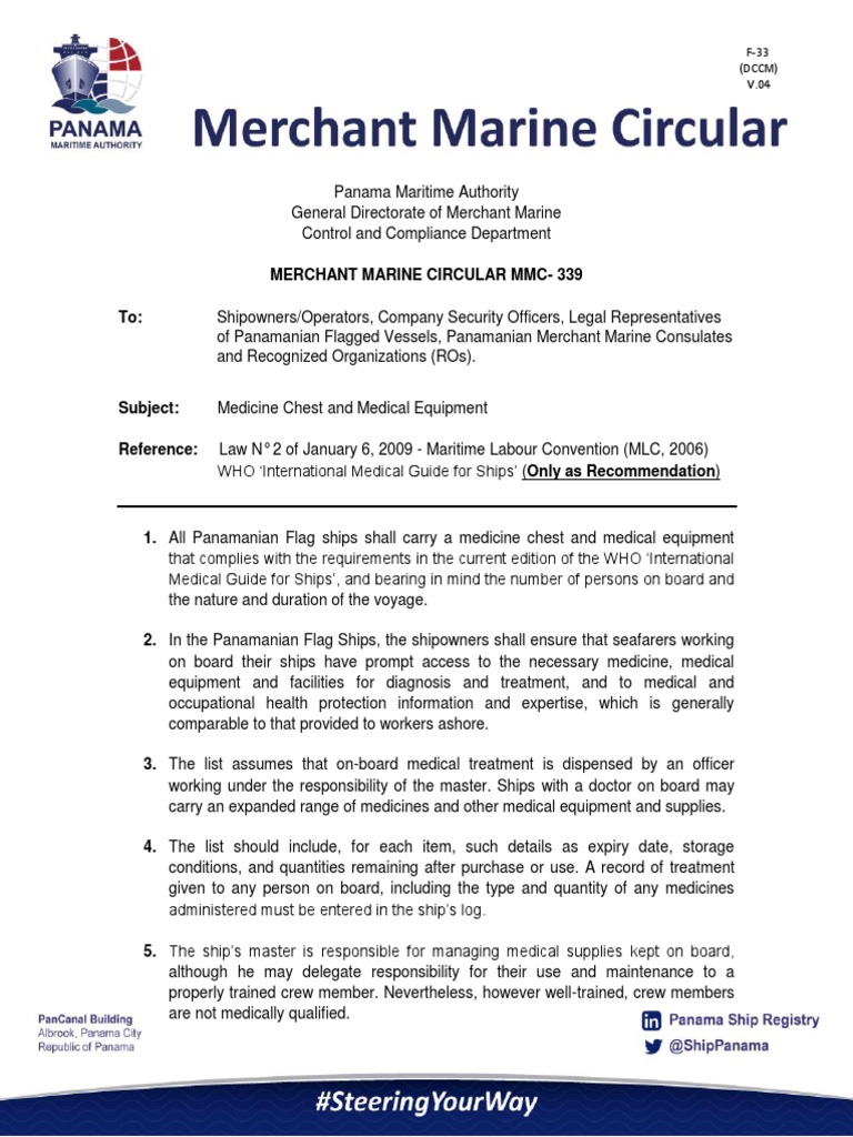 MMC 339 MEDICINE CHEST AND MEDICAL EQUIPMENT - MARCH - .2021 Rev - RB | PDF | Ships | Refrigerator