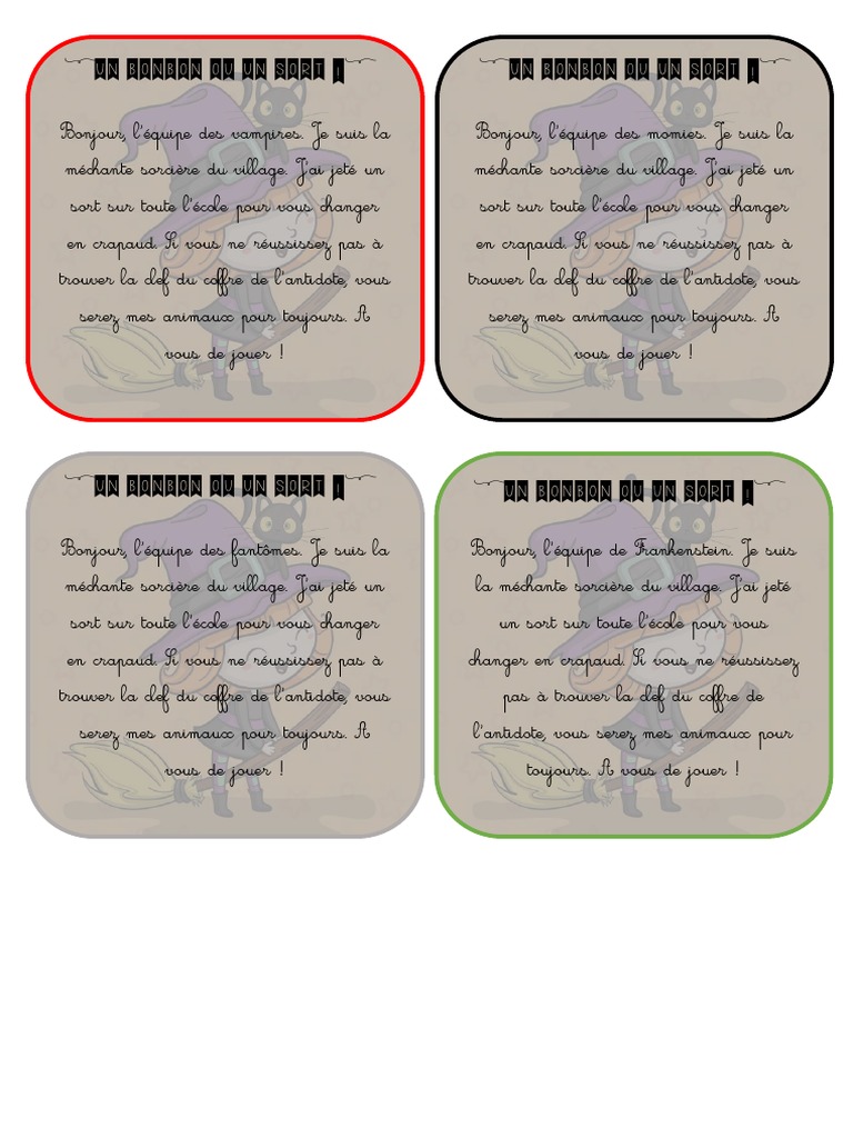 Escape Game Un Bonbon Ou Un Sort | PDF | Énigme | Puzzles