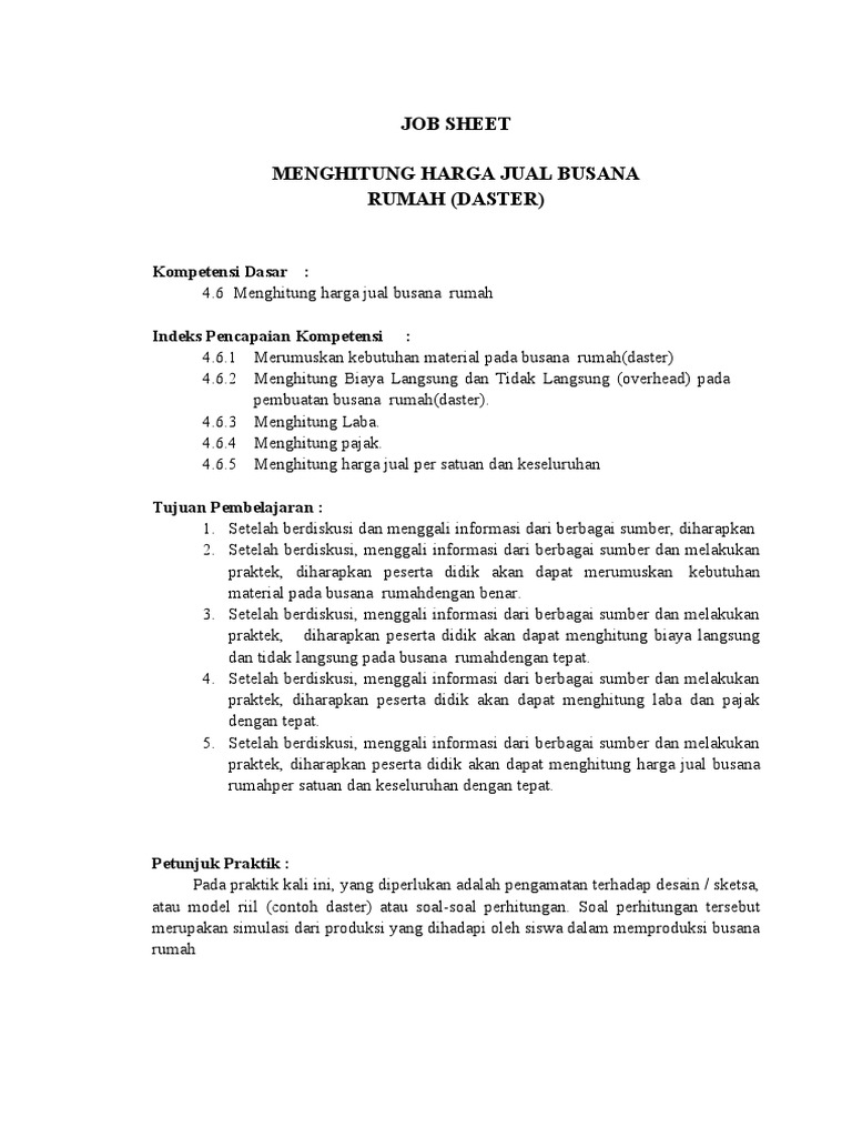 Job Sheet | PDF | Karier & Perkembangan | Bisnis