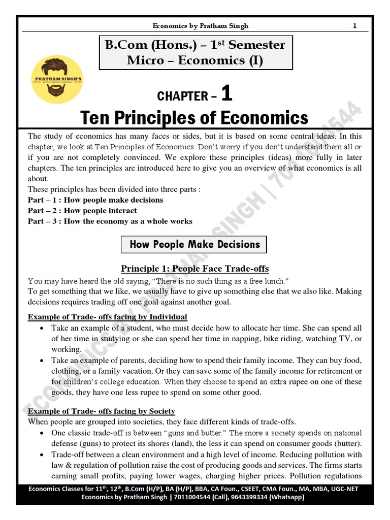 CH-1 TEN PRINCIPLES OF ECONOMICS Complete | PDF | Inflation | Economics