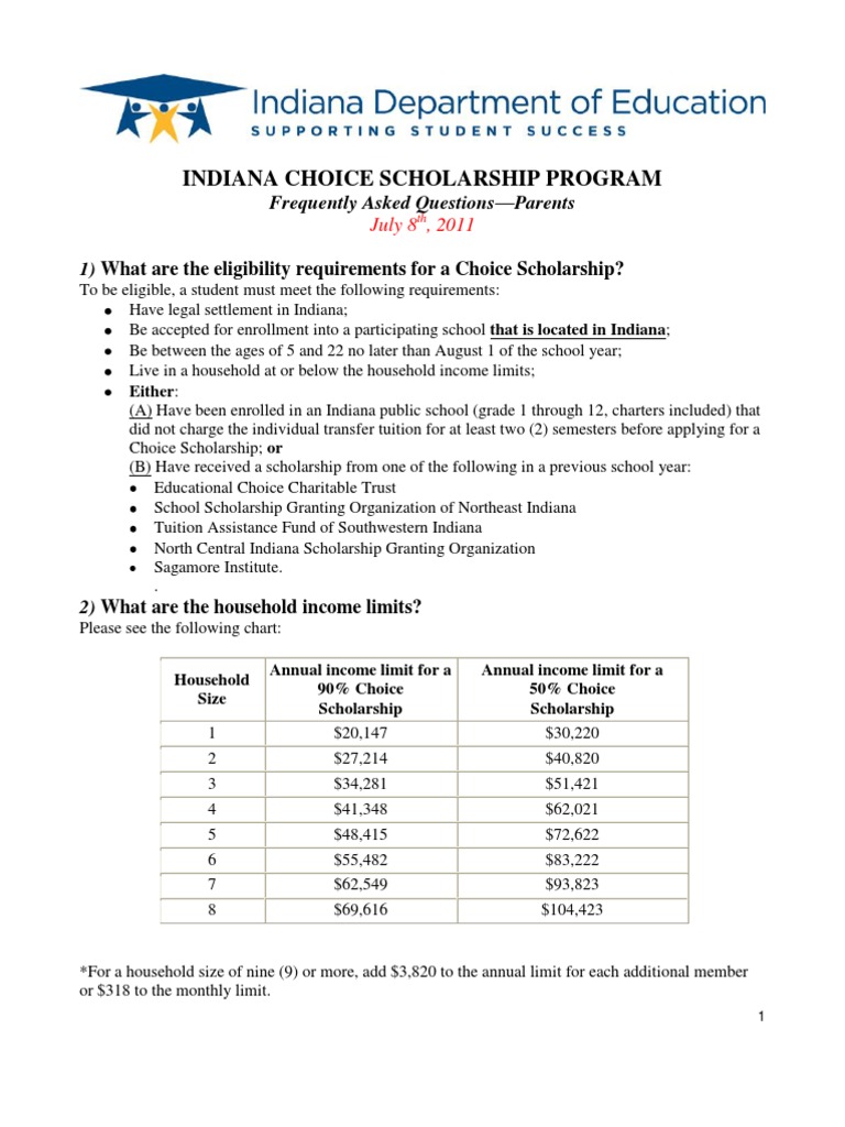 Indiana Choice Scholarship FAQs for Parents | PDF | Individualized ...