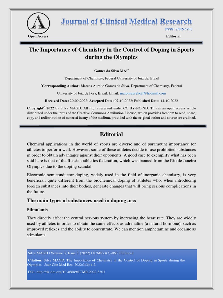 The Importance of Chemistry in The Control of Doping in Sports During The Olympics | PDF ...